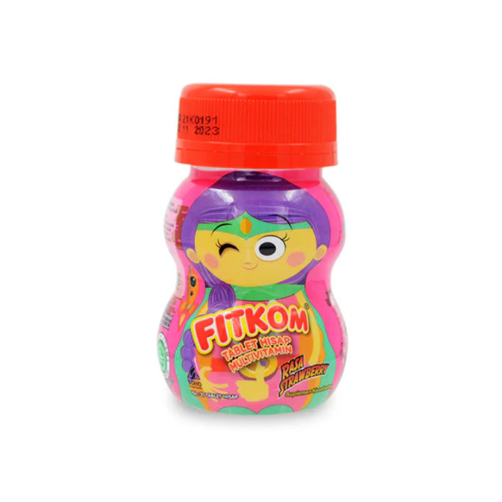 Fitkom Tablet Hisap Multivitamin Anak Rasa Stroberi Botol 21 Tablet ...