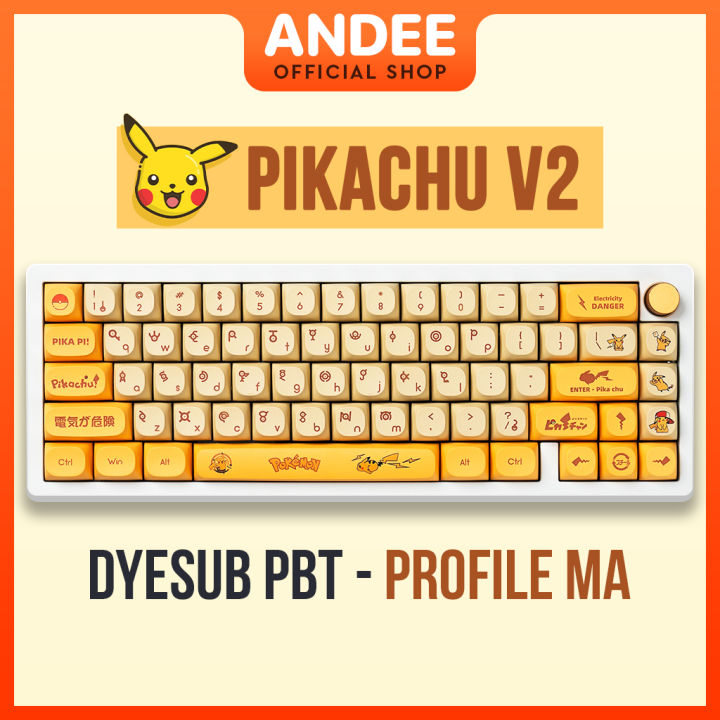 Keycap nút bàn phím Pikachu v2 profile MA 129 nút dành cho bàn phím cơ ...