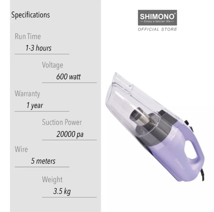 SHIMONO Pro Cyclone Vacuum Cleaner Svc 1017 ECO 600Watt (PURPLE) | Lazada