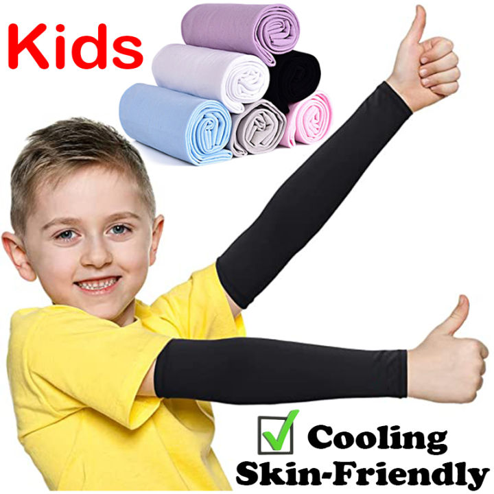 Summer Kids Ice Silk Sun Protective Solid Sleeve Cover Sun UV50 ...