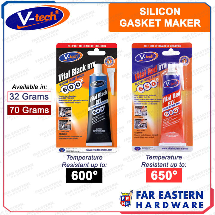 V-TECH RTV Silicon Gasket Maker Leak Proof Vital Red | Black 32g | 70g ...