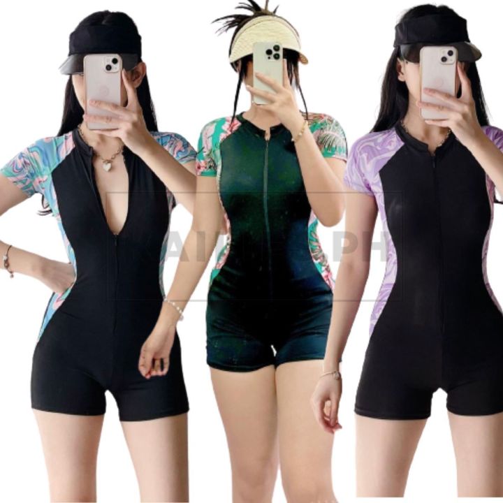 KFS.PH Cora One Piece Rashguard Swimwear With Zipper Floral For Women ...