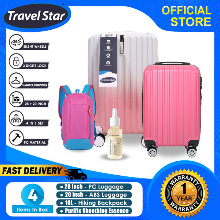 28 + 20 inch Luggage set + Free Backpack + Free one serum essence | Lazada