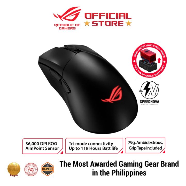 Asus ROG Gladius III Aimpoint 36,000 DPI Aura Lighting Tri-Mode ...