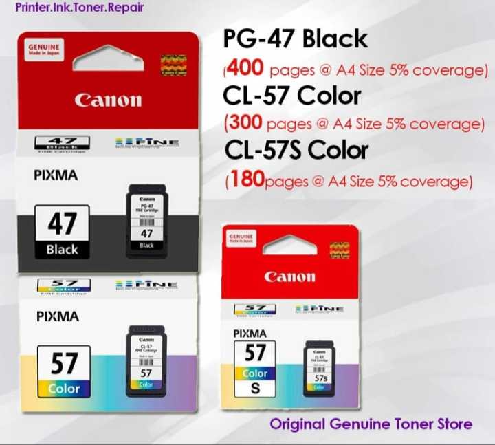 CANON PG-47 BLACK CL-57 COLOR for Canon E400/ E410/ E460/ E470/ E480 ...