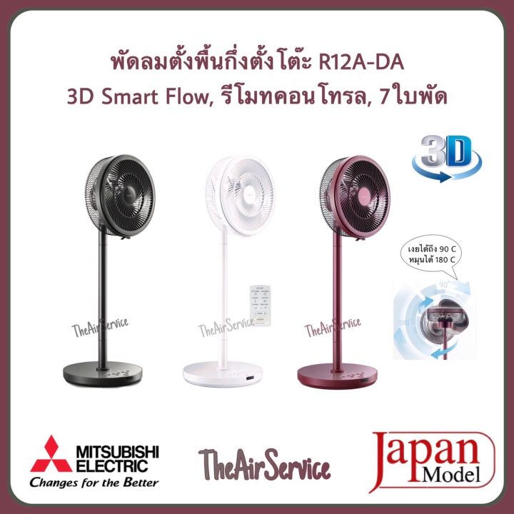 พัดลม Mitsubishi รุ่น R12A-DA 3D Smart Flow หมุนซ้ายขวา180องศา ขึ้นบน90 ...