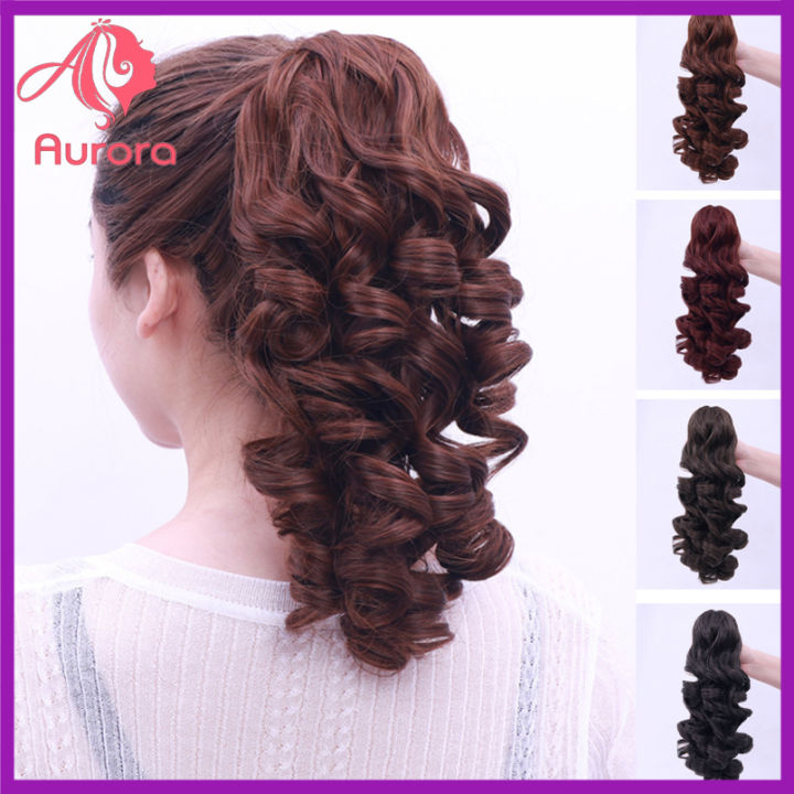 "Aurora" Girls curly hair ponytail natural fluffy clip-on mid-length ...
