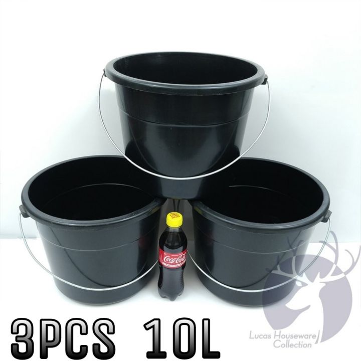 BLACK PAIL 2.5 GAL (10LITERS) / 4 GAL (15 LITERS) TIMBA WITH HANDLE ...