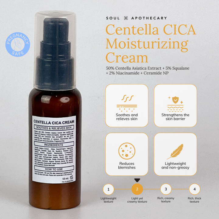 SOUL APOTHECARY Centella CICA Cream 50% Centella Asiatica Extract + 5% ...