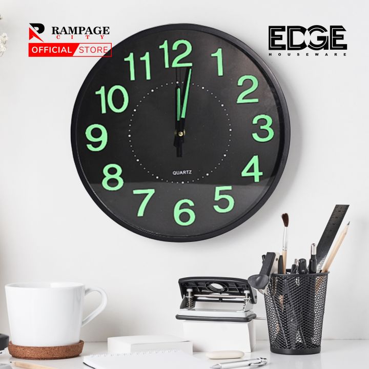Edge 30cm Glow in The Dark Clock Luminous Numerals and Hands, Lighted ...
