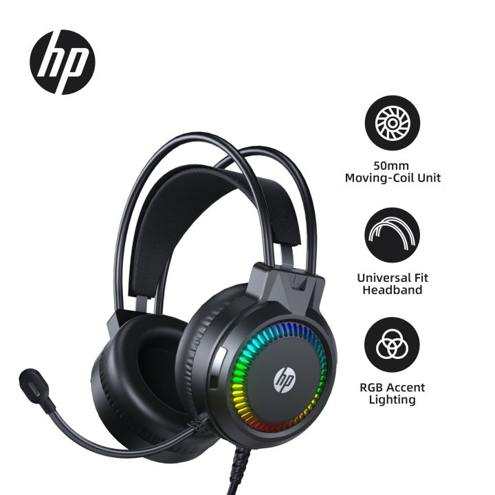 HP Wired Gaming Headset - 50mm Dynamic Unit Driver RGB Mic Control ...