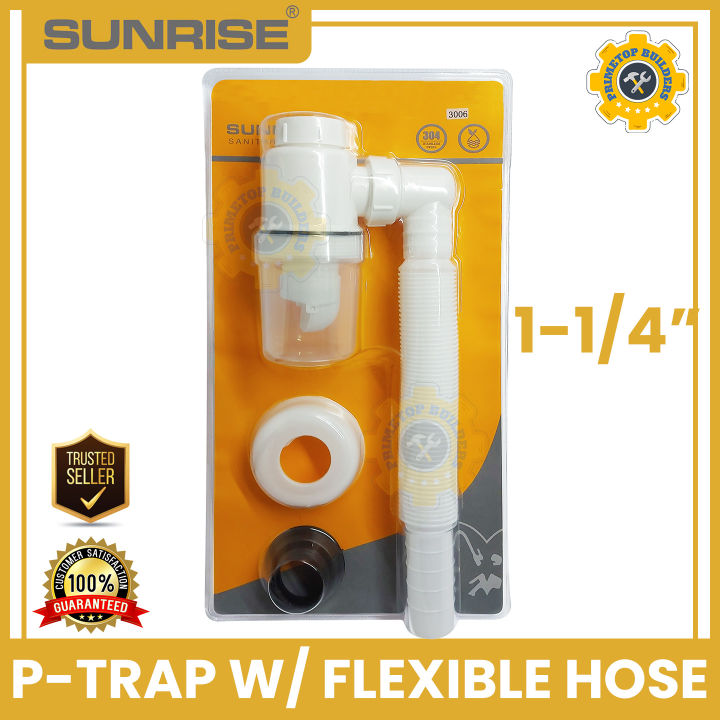 SUNRISE PVC P-TRAP WITH FLEXIBLE HOSE 1 1/4 PRIMETOP BUILDERS | Lazada PH