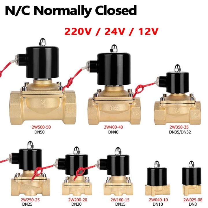 Solenoid Valve Normally Closed Brass DN06/08/10/15/20/25 1/4"3/8"1/2"3/4"1" 12V 220V 24v ...