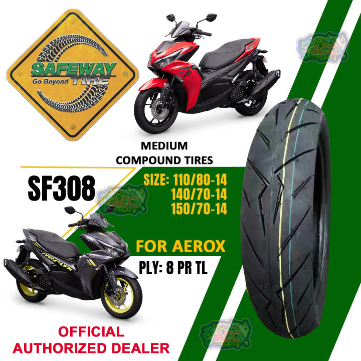 SAFEWAY Motorcycle AEROX Tire SF308 Rim 14 Tubeless 8PR Japan Standard ...