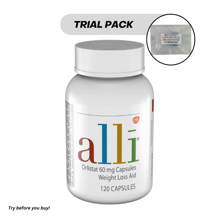 Trial Pack Alli Weight Loss Diet Pills, Orlistat 60 mg, 4 Capsules ...