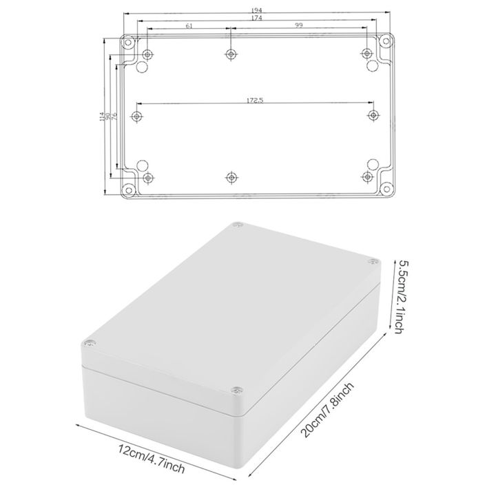 200x120x56mm Water-resistant IP65 ABS Project Plastic Indoor Outdoor ...