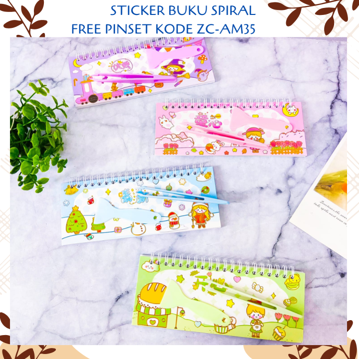 Sticker Buku Spiral Ukuran 25 x 10 cm Free Pinset Stiker Kode ZC-AM35 ...