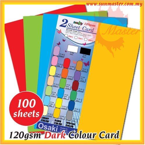 A4 120gsm 2 Sheet Card | Dark Colour | Colour Card | Color Card ...