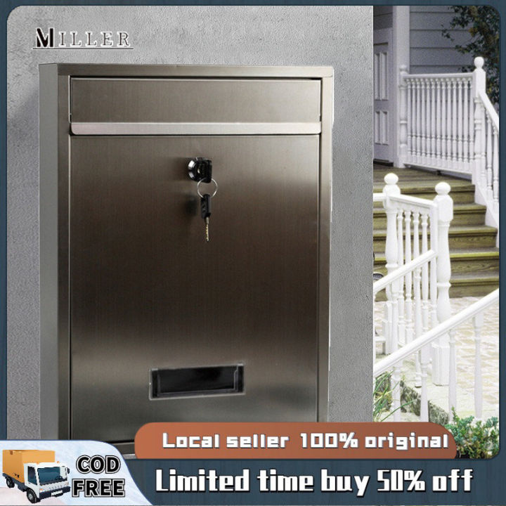 【🇵🇭LOCAL SHIP】Stainless Steel Mail Letter Post Storage Box Outdoor ...