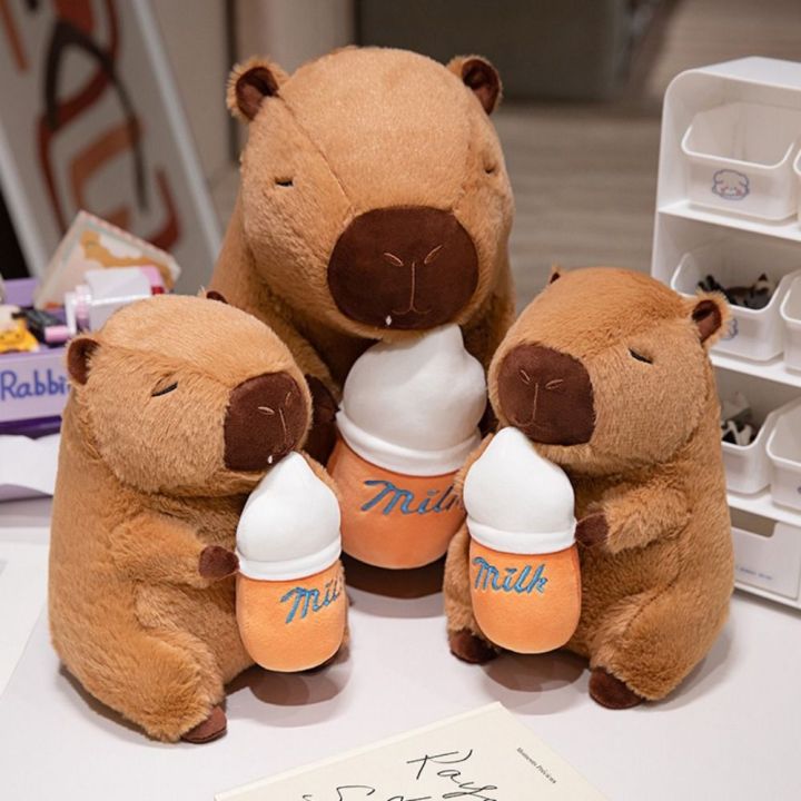 ZHUWE Feeder Capybara Plush Toy Holding Bottle PP Cotton Capibara Anime ...