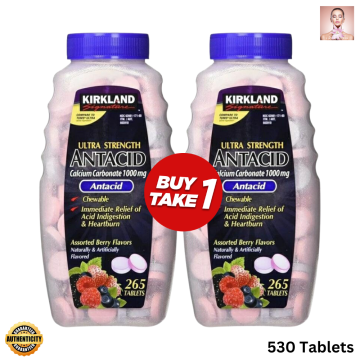 Kirkland Signature Ultra Strength 1000mg Antacid 265 Tablets (Buy 1 ...