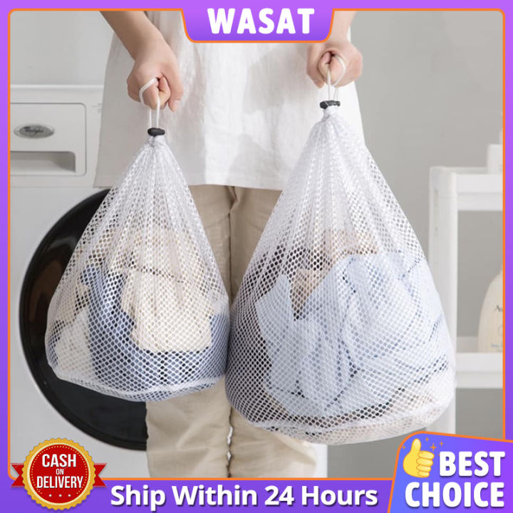 Large Laundry Mesh Bag Washing Net With Lockable Drawstring For ...