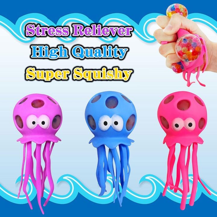 MUNG Colorful Stress Sensory Balls Octopus Bath Toys Pinch Toy Soft ...