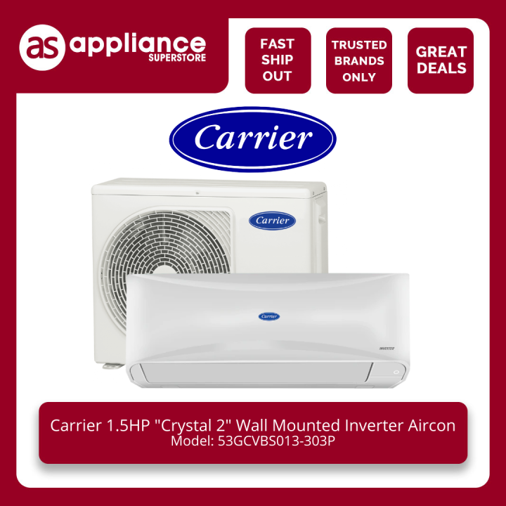 Carrier 1.5HP "Crystal 2" Wall Mounted Inverter Aircon 53GCVBS013-303P ...