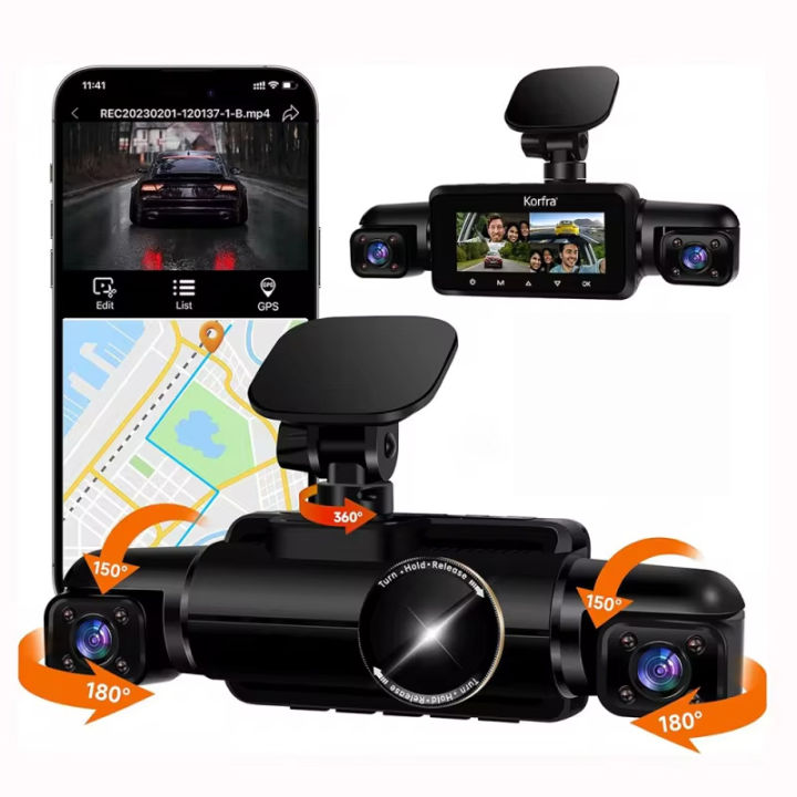 360 Degree Dash Cam Front Rear and Inside 4 Channel 1080P Dashboard car ...