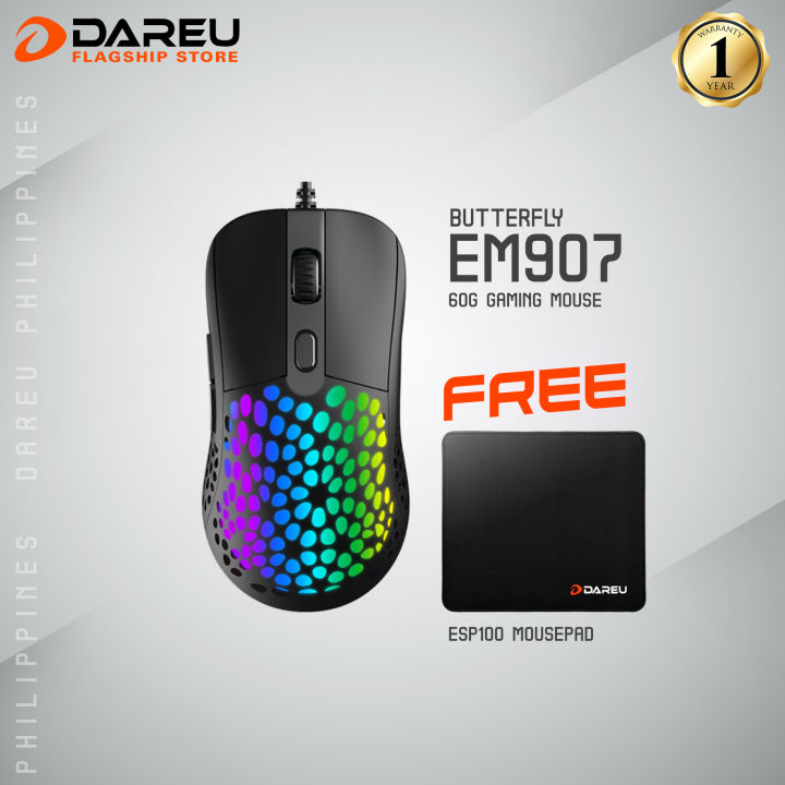 Dareu Em907 Butterfly Gaming Mouse With Free Esp 100 Mousepad Control ...