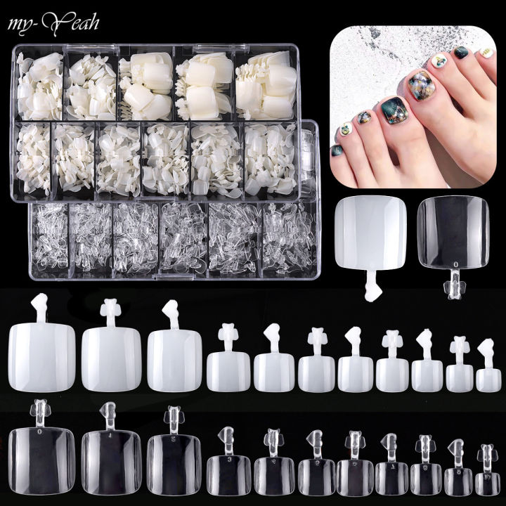 myyeah 550Pcs/Box False Toe Nails Full Cover Foot Nail Tips Acrylic ...