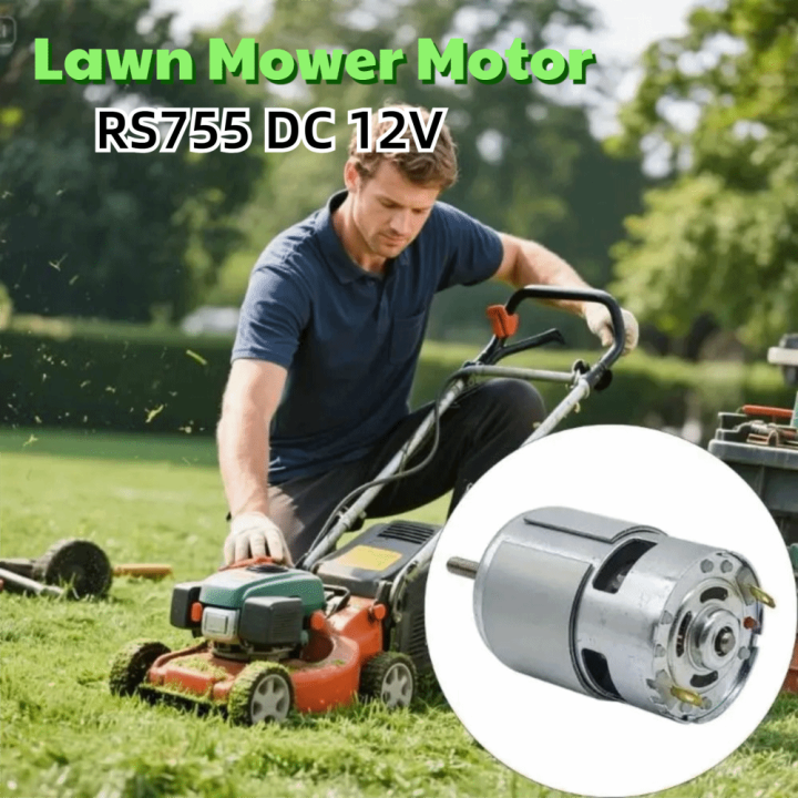 DSFDF Long Shaft RS755 DC Motor Ball Bearing 12V DC Grass Cutter ...