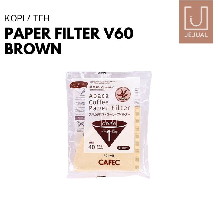 Abaca COFFEE PAPER V60 1-2 cups Brown Kertas Filter/Saringan Kopi Cone ...