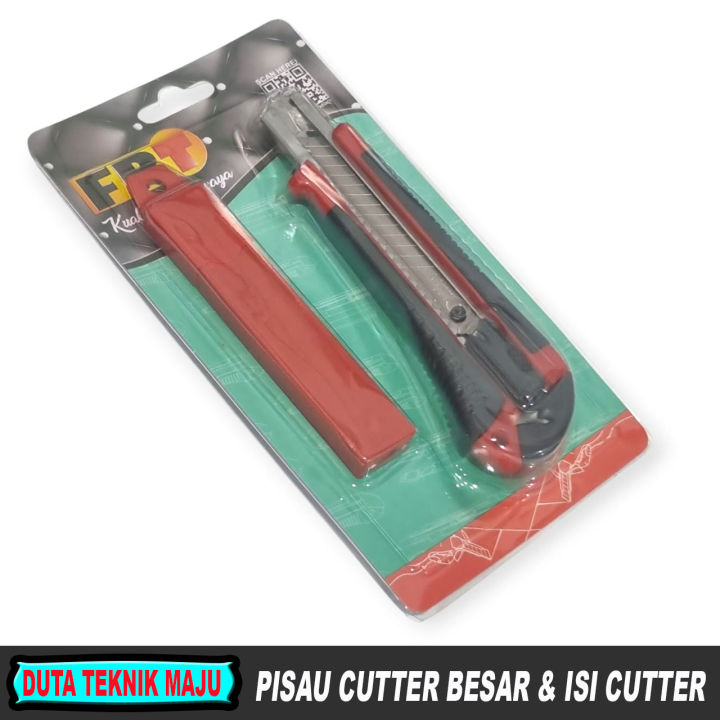 Cutter Besar 18mm Bonus isi cutter FRT / Pisau Cutter Besar + Isi ...