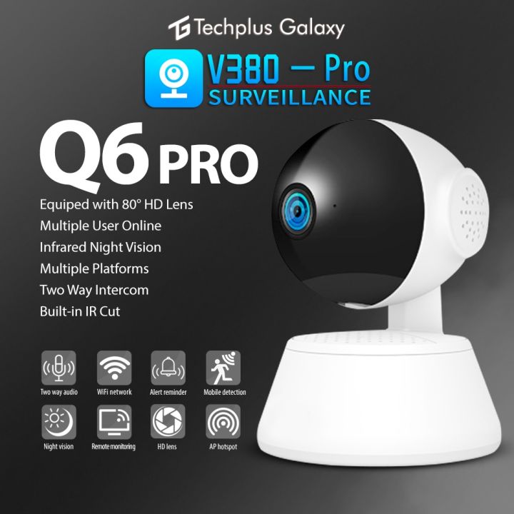 【Small Tools】 V380 Pro Q6 1080 HD IP Camera 360 Panoramic WiFi Home Wireless Cctv Smart Security ...
