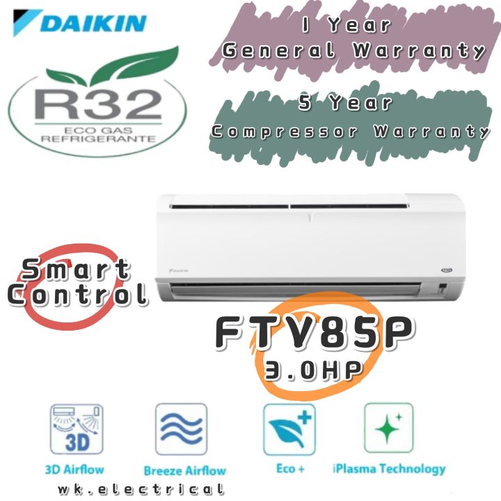 DAIKIN R32 3.0HP Standard Non Inverter Air Conditioner - FTV-P Model ...