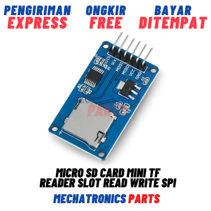 [NET-0016] MICRO SD CARD MINI TF READER SLOT READ WRITE SPI MODULE ...