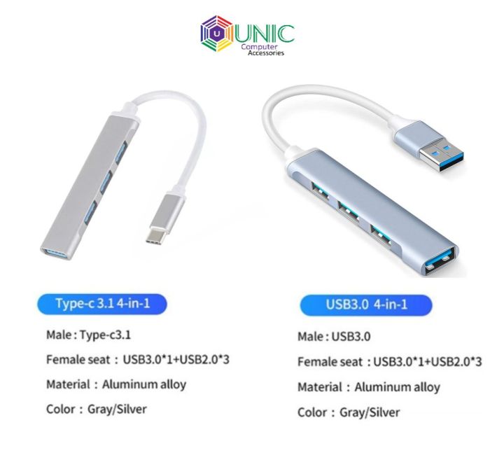 4 in 1 Splitter USB Hub 3.0 5Gbps 4 Ports USB Adapter Type-C Splitter ...