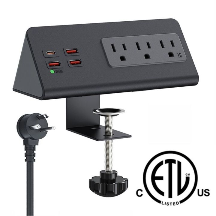 VERMILL PD 20W Desk Clamp Power Strip US Plug 2 Meter Extension Cord ...