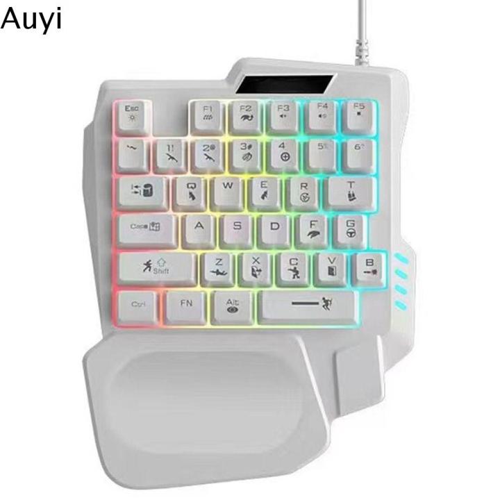 AUYI Luminous Single Hand Keyboard Ultra-slim USB One Handedly Keyboard ...