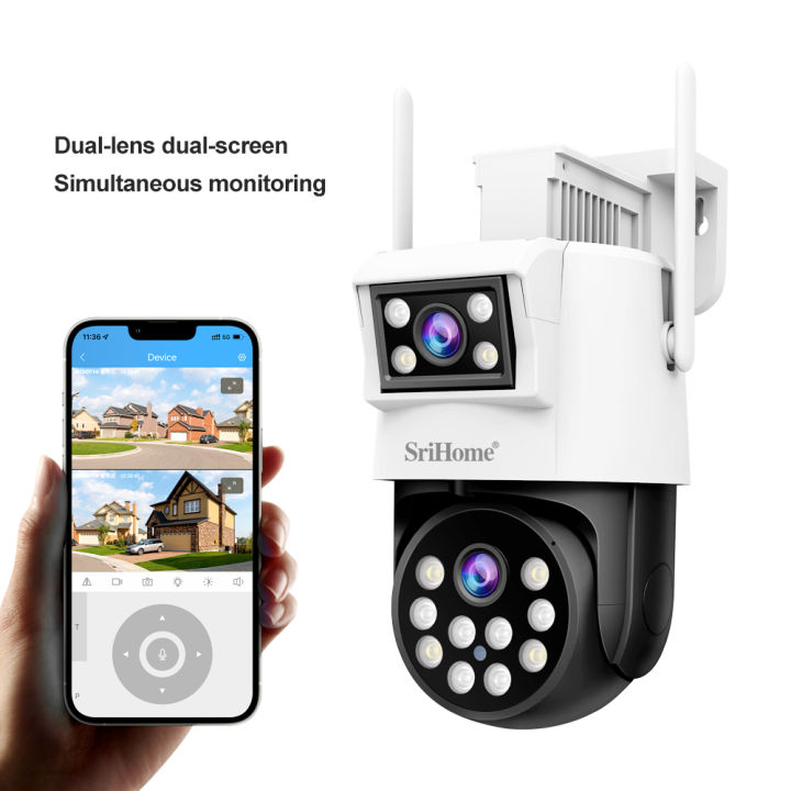 Dual-Lens Outdoor Camera SriHome SH048 WiFi CCTV 1080P FHD (2MP+2MP ...