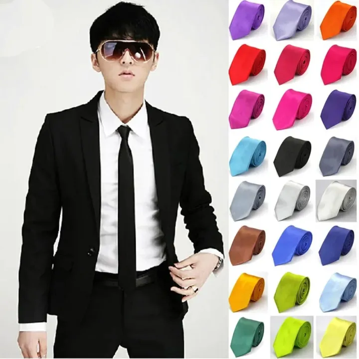 Fashion Neck Tie for Men Women 5cm 2" Slim Thin Wedding Black Blue Pink ...