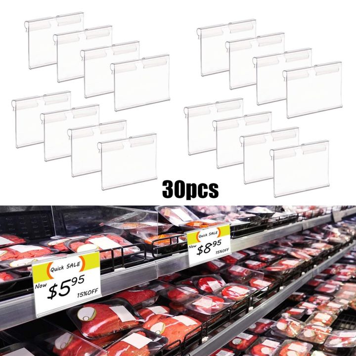 30PCS Display Holder Stand Plastic Sign Label Holder Wire Shelf Retail ...