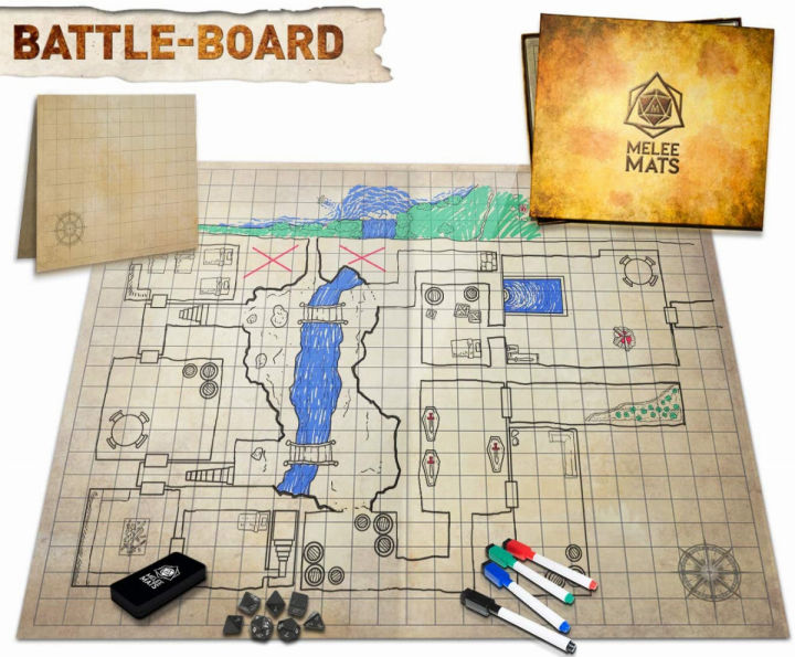 Melee Mats The Original Battle Grid Game Board - 23x27 - Dry Erase ...