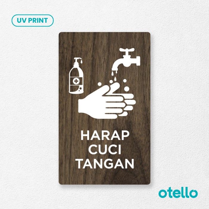 Murah Harap Cuci Tangan Sign Board Kayu Print Signage Label Petunjuk ...