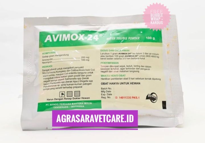AVIMOX 24 100 gram - LIKE COLIMIX Obat Pencernaan Ternak Unggas Ayam ...