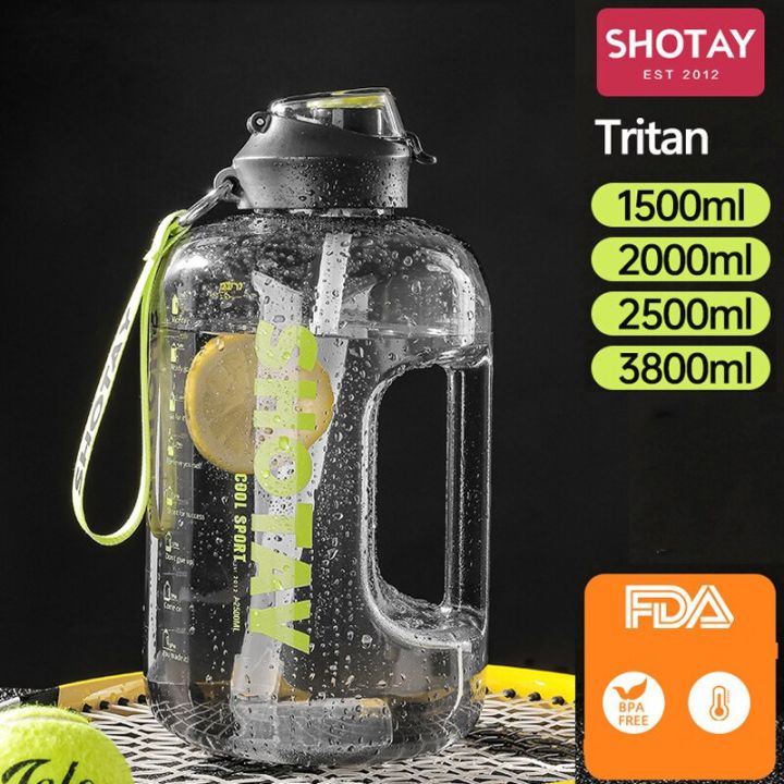 SHOTAY Tritan Sport Drink Bottle For Fitness BPA FREE Big Capacity Water Bottle With Straw Drink ...
