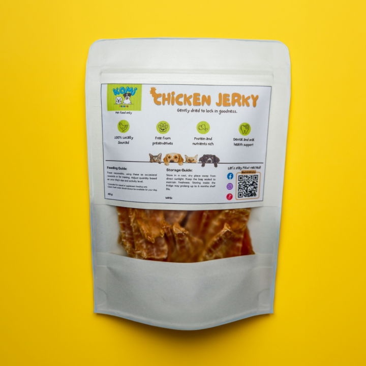 KOMI Dehydrated Chicken Jerky (45g) - Organic and Natural Pet Food ...