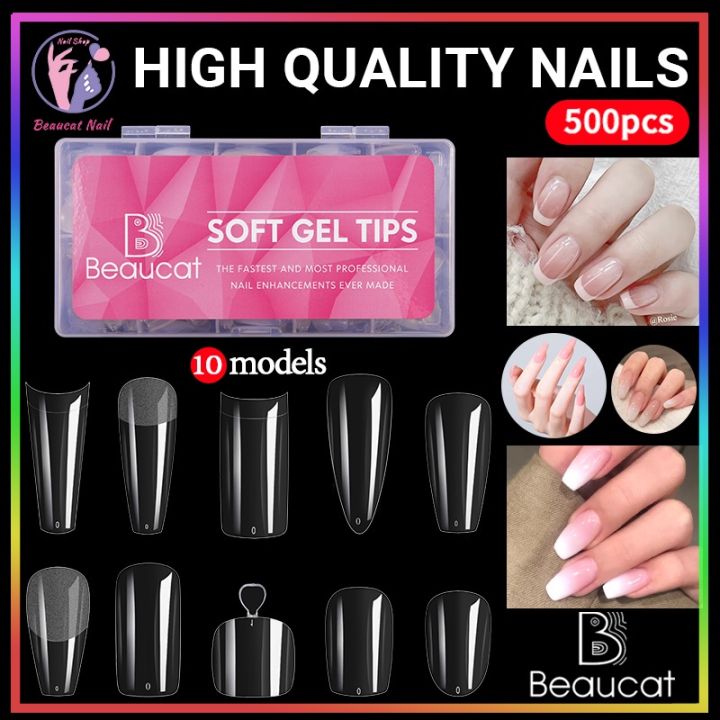 Fake Nails 100/500Pcs Full/Half Cover Fake Nails White Clear For Gel ...