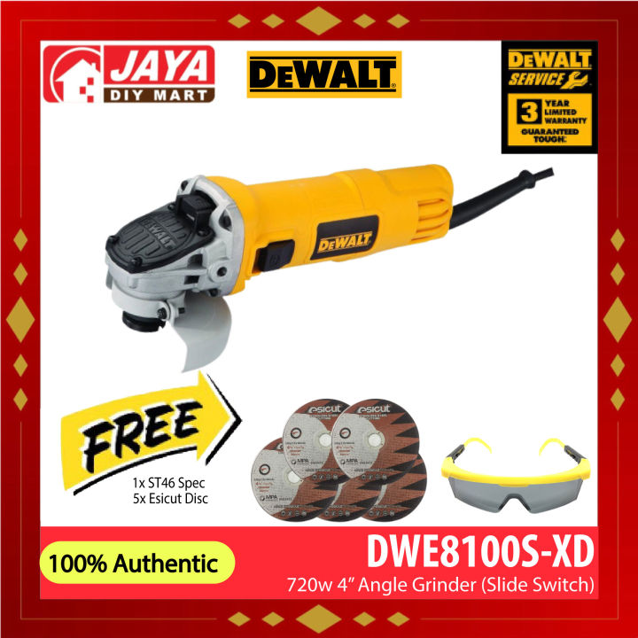 DEWALT 720W-4IN ANGLE GRINDER (SLIDE SWITCH) DWE8100S-XD JAYA DIY MART ...